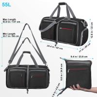 China Light Black 55L Foldable Weekender Bag Waterproof Tear Resistant With Shoes Compartment for sale