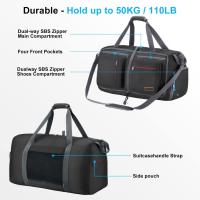 China Light Black 55L Foldable Weekender Bag Waterproof Tear Resistant With Shoes Compartment for sale