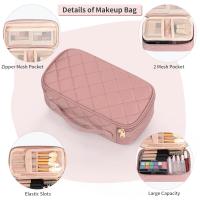 China Portable Pink Cute Small Makeup Brush Organizer Custom Travel Bag With Compartment for sale