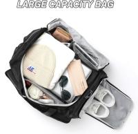 China Large Capacity Black Weekender Overnight Bag Custom Travel Bag With Dry And Wet Separation for sale