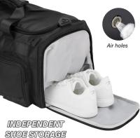 China Large Capacity Black Weekender Overnight Bag Custom Travel Bag With Dry And Wet Separation for sale