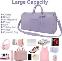 China PU Leather Women Travel Luggage Bag With Shoe Pouch Hanging Suitcase for sale