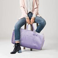 China PU Leather Women Travel Luggage Bag With Shoe Pouch Hanging Suitcase for sale