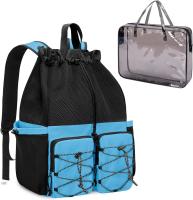 China Large Waterproof Drawstring Beach Swim Gym Pool Sports Mesh Custom Travel Bag For Men And Women for sale