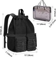 China Black Waterproof Drawstring Beach Swim Gym Pool Sports Mesh Custom Travel Bag for Men and Women for sale
