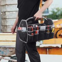 China 16 Inch 26 Pockets Steel Handle Custom Travel Tool Bag With Removable Shoulder Strap for sale