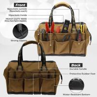China Premium Heavy Duty 14inch Tote Wide-Mouth Custom Travel Tool Bag for sale