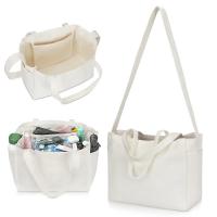 China Foldable Grocery Canvas Reusable Shopping Bag Totes Long Handle 4.4x6.7x11