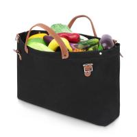 China Nylon Canvas Reusable Shopping Bag Totes Leather Belt Buckle Shoulder 44x13x38cm for sale
