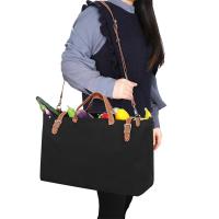 China Nylon Canvas Reusable Shopping Bag Totes Leather Belt Buckle Shoulder 44x13x38cm for sale