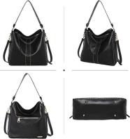 China Faux Leather Lightweight Crossbody Shopping Bag Black Reusable Concealed 13x5x12
