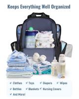 China Water Resistant Multifunctional Diaper Custom Travel Bag with 2 Side Insulated Pockets For Men Women for sale