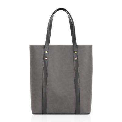 China Printing Custom Shopping Bags Custom Zipper Pocket Leather Shopper Tote 13X5X15