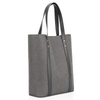 China Printing Custom Shopping Bags Custom Zipper Pocket Leather Shopper Tote 13X5X15