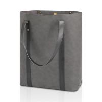 China Printing Custom Shopping Bags Custom Zipper Pocket Leather Shopper Tote 13X5X15