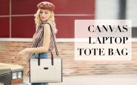 China 16x11.7x5.1 Canvas Laptop Tote Bag , Work Shoulder Bags For Travel Shopping for sale
