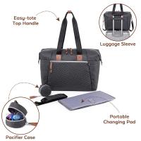 China Extra Large Diaper Tote Bag Black With Pacifier Case Changing Pad 17x8x12