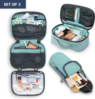 China Ultralight Accessory Hanging Organizer Pouch Dusty Teal Makeup Custom Travel Bag with Brush Holder for sale