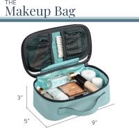 China Ultralight Accessory Hanging Organizer Pouch Dusty Teal Makeup Custom Travel Bag with Brush Holder for sale