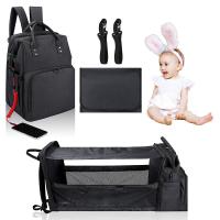 China Baby Diaper Tote Bags Backpack Black Insulated Bottle Storage 14X9X16