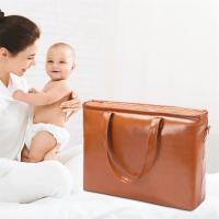 China Xl Tan Leather Diaper Bag Backpack Baby Travel 43X12.5X32CM for sale