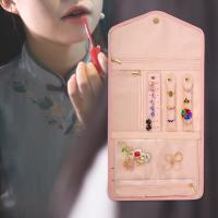 China Hanging Earring Jewelry Travel Case Organizer Bag Portable Roll Up 23x15x1.5cm for sale