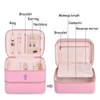 China Jewelry Organizer Travel Case Earring Holder Two Double Layer Jewelry Box 9x6x6