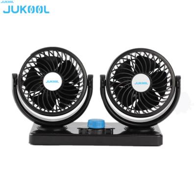 China Double Head 10W Oscillating 12V Car Fan 4 Inch Two Speed Adjustable DC Auto Cooling Fan for sale