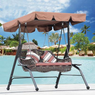 China 180G Polyester Cloth 3 Seat Garden Swing Chair Outdoor With Awning for sale