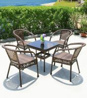 China Modern Outdoor Rattan Dining Table And Chairs Set With Woven Rope Chairs Size 50*55*89cm for sale