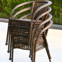 China Modern Outdoor Rattan Dining Table And Chairs Set With Woven Rope Chairs Size 50*55*89cm for sale