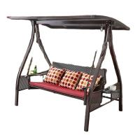 China Outdoor Leisure PE Rattan 3 Person Steel Porch Swing With Canopy for sale