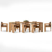 China Nordic Teak Wood Garden Dining Table And Chairs Set for sale