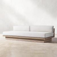 China Solid Teak Wood Garden Sofa Set Outdoor Modular Lounge With High Rebound Sponge Cushion for sale