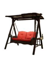 China Metal Frame 2 Seater Garden Swing Chair With Awning And LED Light for sale