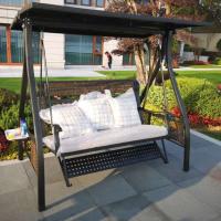 China Aluminum Frame Rattan 3 Person Metal Outdoor Swing With Canopy for sale