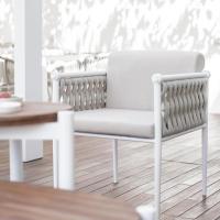 China Waterproof UV Resistant Fabric 45D Density Cotton Rattan Garden Furniture Dining Set for sale