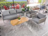 China Waterproof UV Resistant Fabric 45D Density Cotton Rattan Garden Furniture Dining Set for sale