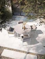 China Waterproof UV Resistant Fabric 45D Density Cotton Rattan Garden Furniture Dining Set for sale