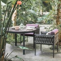 China Waterproof UV Resistant Fabric 45D Density Cotton Rattan Garden Furniture Dining Set for sale