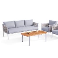 China Waterproof UV Resistant Fabric 45D Density Cotton Rattan Garden Furniture Dining Set for sale