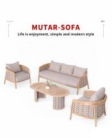 China Anti Corrosion Grade 3A Teak Rattan Effect Garden Furniture Sofa Set For Balcony for sale