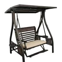 China Outdoor Leisure Rattan Aluminium Frame 2 Person Porch Swing With Canopy for sale