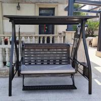 China Outdoor Leisure Rattan Aluminium Frame 2 Person Porch Swing With Canopy for sale