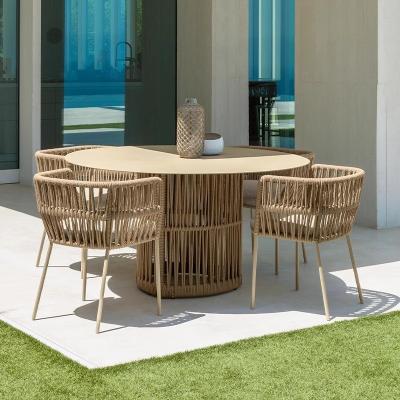 China Light Luxury Outdoor Contemporary Woven Rope Chair And Foldable Villa Table Set for sale