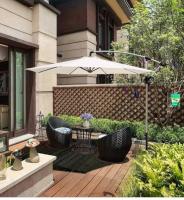 China 2.7m Customized Logo Polyester Large Tilting Patio Umbrella Parasol for sale