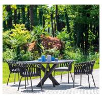 China Villa Terrace Furniture Set Rattan Dining Table And Aluminium Chairs Fashion Style for sale