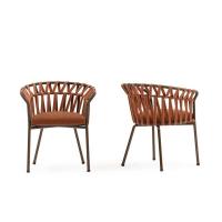 China Villa Terrace Furniture Set Rattan Dining Table And Aluminium Chairs Fashion Style for sale