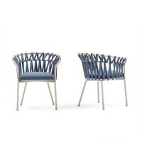 China Villa Terrace Furniture Set Rattan Dining Table And Aluminium Chairs Fashion Style for sale