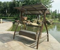 China 2 Seat Porch Patio Garden Swing Chair With PE Rattan Seat And Aluminium Alloy Frame for sale